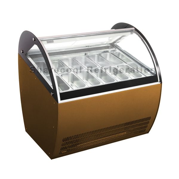 Quality Secop compressor Ice Cream Glass Top Freezer Back Acrylic Sliding Door for sale