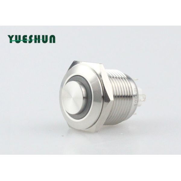 Quality 12 Volt LED Stainless Steel Push Button Switch 16mm Panel Mount High Head Ring for sale