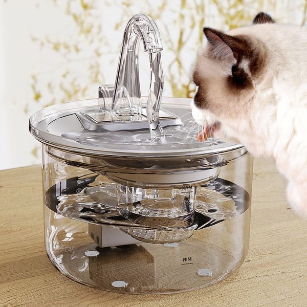 Quality Automatic 2.2L Transparent Pet Water Dispenser New Design Eco-Friendly Plastic Artifact Filter Stylish Charging Source for Dogs for sale