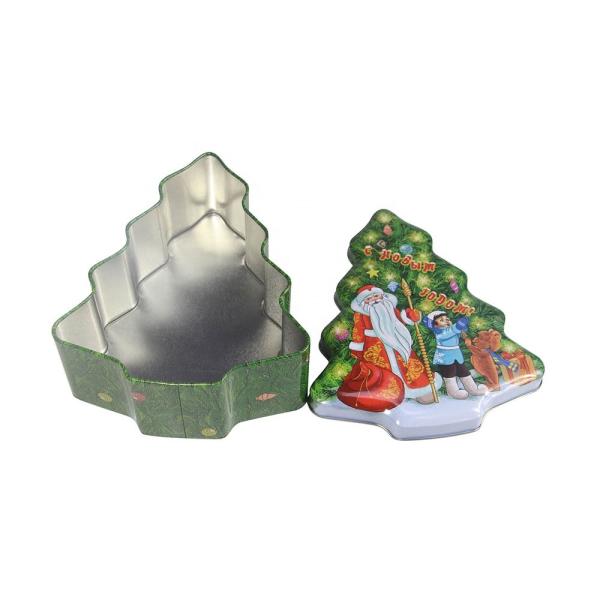 Quality Christmas Tree Shaped Tins Present Decorative Holiday Tins Custom Design Gift for sale