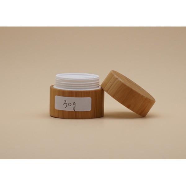 Quality Round Shape Bamboo Cosmetic Containers Plastic Inner Volume 15g 30g for sale