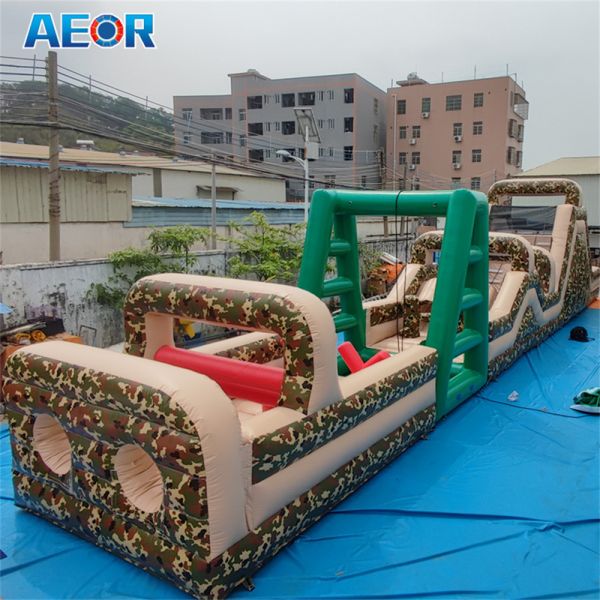 Quality inflatable PVC Camouflage jumping obstacle backyard inflatable obstacle course for sale
