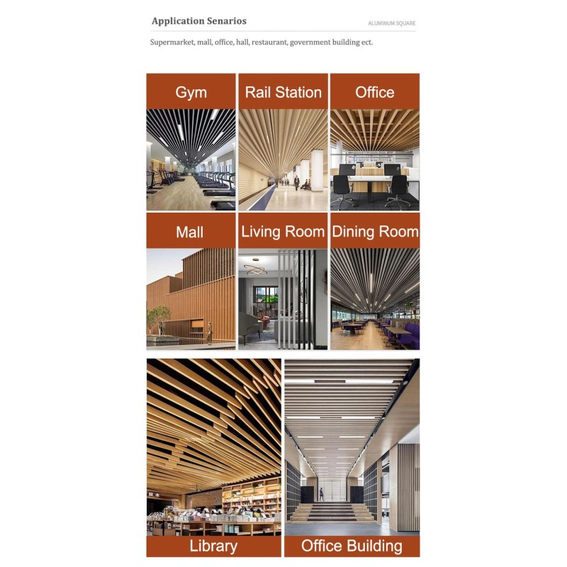Open Cell Aluminum Customized Grid Ceiling Modern Strip Metal Ceilings Waterproof False Ceiling 3
