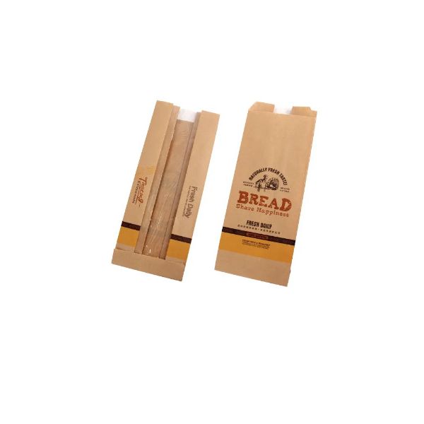 Quality Brown Kraft Paper Bakeryplastic Bread Bags With Window Packaging Eco Friendly for sale