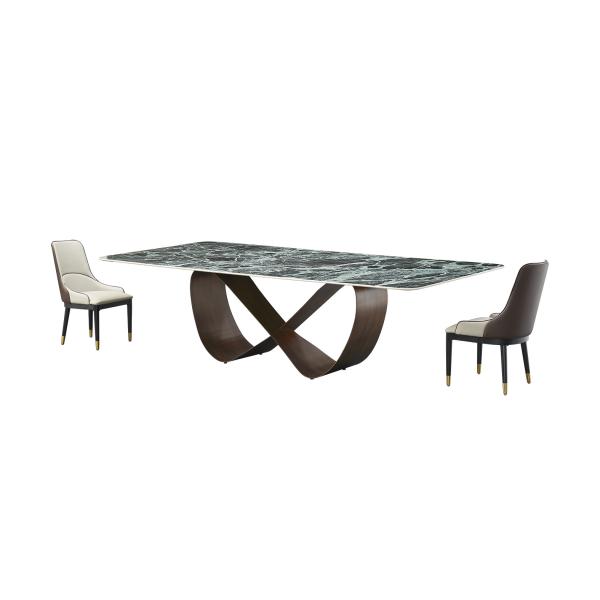 Quality Customized New Modern Square Simple Metal Legs Marble Dining Table Set With 8 for sale
