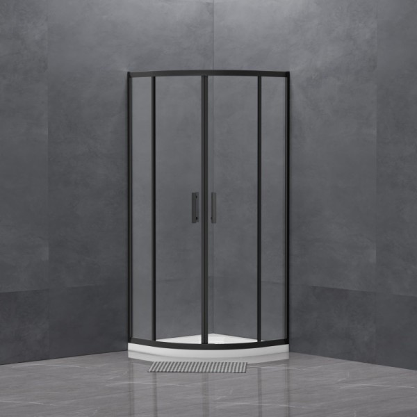 Quality Tempered Glass Shower Enclosure with 2 Handles and Sliding Doors in Black Corner for sale