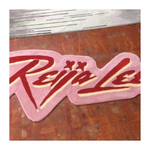 Quality Handmade Logo Rug Mat Carpet with Cotton Cloth Backing and Acrylic Surface Material for sale