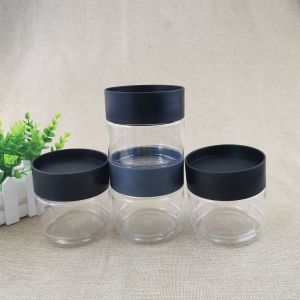 Quality Stackable Black Screw Cap 438 Ml 51g Transparent PET Jar for sale