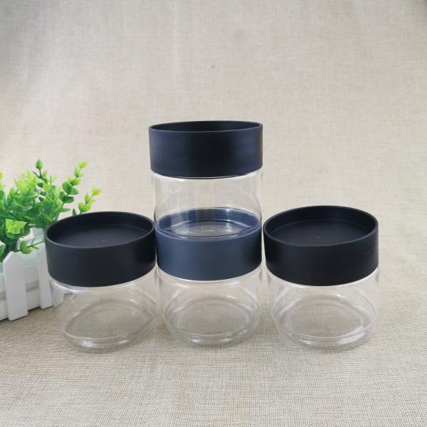 Quality Stackable Black Screw Cap 438 Ml 51g Transparent PET Jar for sale