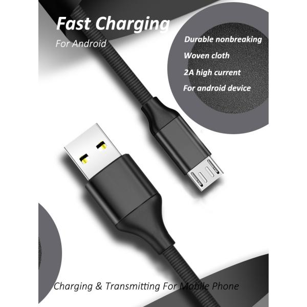 Quality OEM Nylon Braided 6ft Micro USB Charging Cable For Android Phone for sale