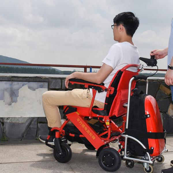 Quality Red Lightweight Compact Wheelchair Foldable Maximum 6km/H for sale