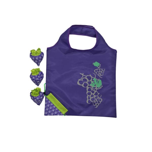 Quality Custom Made Foldable Polyester Tote Bag Grape Polyester Nylon Collapsible for sale