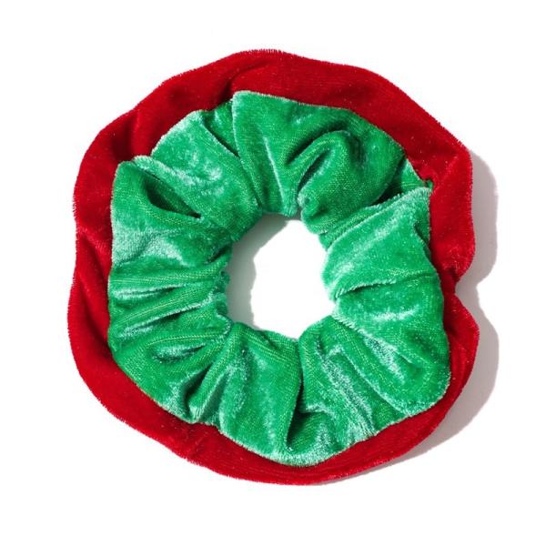 Quality Girl Christmas Hair Accessories Band Ties Elastic Contrast Headband Velvet Scrunchies 10cm for sale
