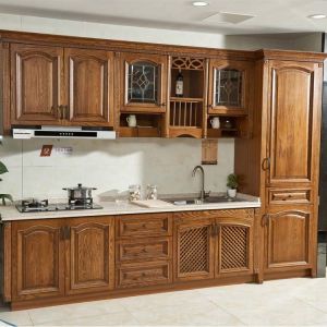 Quality Hotel Villa Solid Wood Kitchen Cabinets Solid Kitchen Units for sale