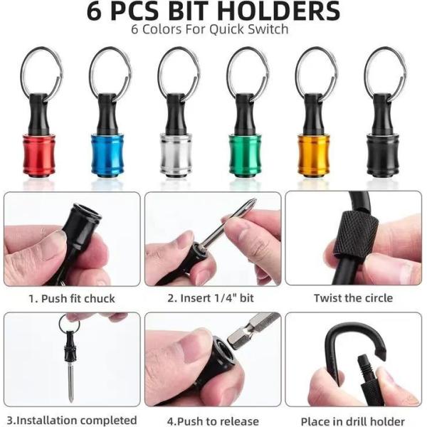 Quality Black Oxide Finish 6pcs Quick Release 1/4 Inch Hex Shank Screw Driver Bit Holder for sale