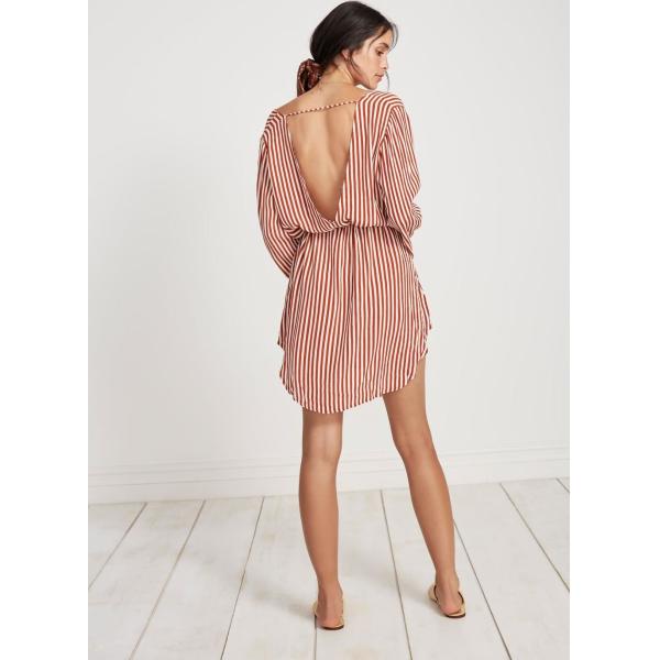 Quality Summer Wholesale Design Striped Long Sleeve Casual Woman Dress for sale