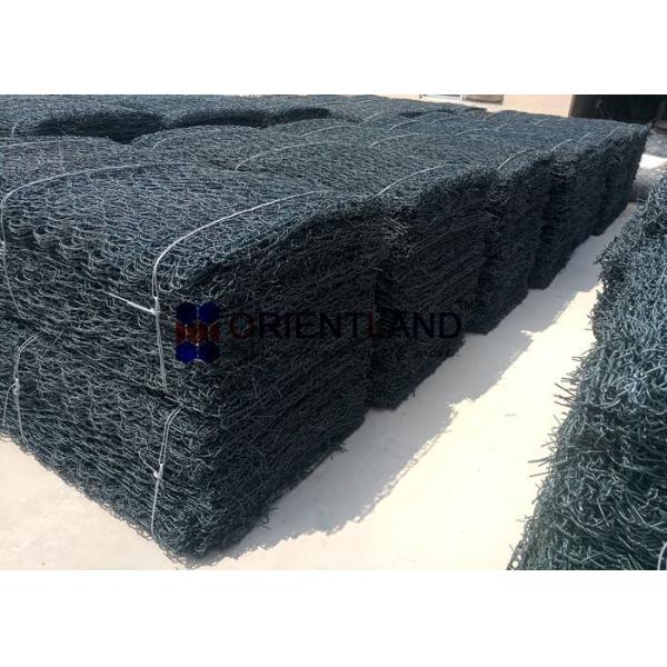 Quality Dark Green Pvc Coated Hexagonal 2.7mm Mesh Gabion Baskets for sale