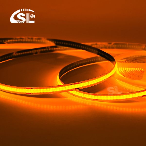 Quality Electroplate COB 24v COB 320Ds 8mm Ra 85 Golden Yellow Light Strip for Home Lighting for sale