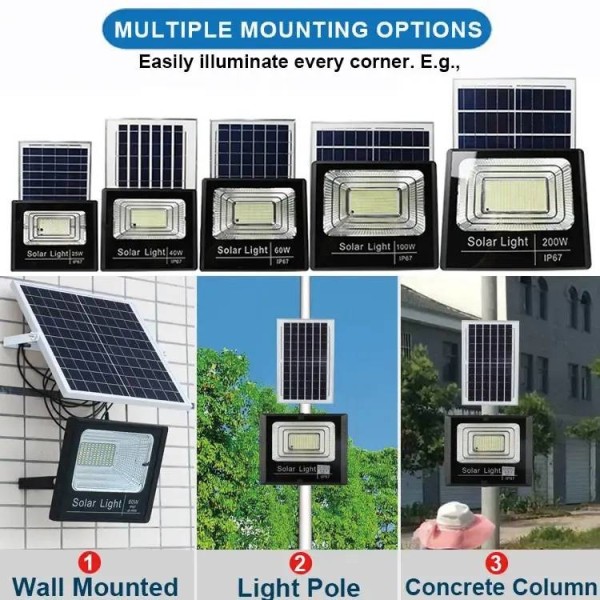 Quality 200W IP67 waterproof solar powered outside security lights led floodlight for sale