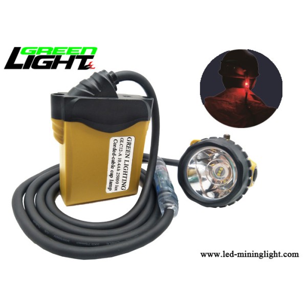 Quality 3W Coal Miners Headlamp , 25000lux 10.4Ah Miners Cap Lamp Cable Rear Warning Light for sale