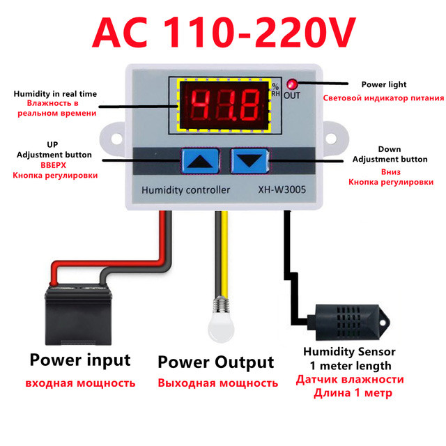 Quality XH-W3005 Digital Humidity Controller DC 12V 24V 220V 10A 0~99%RH for sale