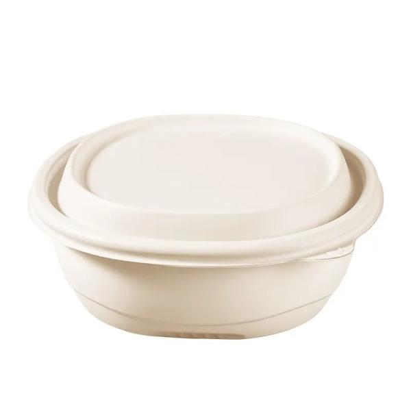 Quality 800ml 1050ml Biodegradable Take Out Containers Cornstarch Fruit Bowl With Lid for sale