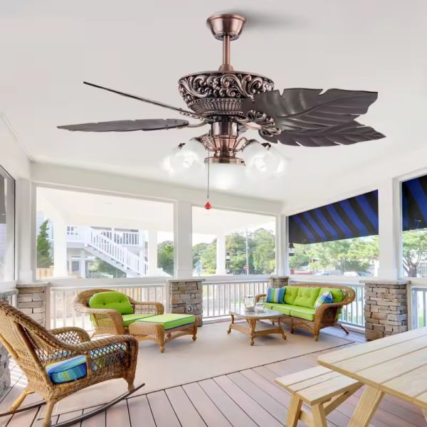 Quality Luxury 52 Inch AC Motor Classic Ceiling Fan with Pull Chain and Remote Control 5 Blades Ceiling Fan with Light for sale