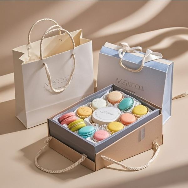 Quality Small Varnishing Paperboard Macaron Pastry Cake Box Food Grade Packaging for sale
