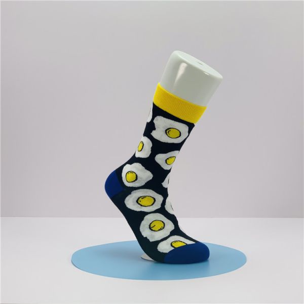 Quality Cost Funny Happy Fashion Socks with Custom Cartoon Food Fruit Print in Regular for sale