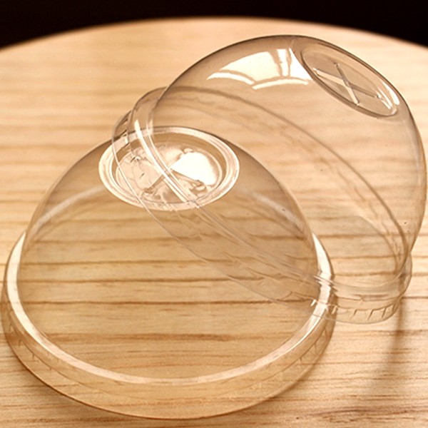 Quality Dome Compostable Coffee Lids For Pet Cups , Plastic Dome Lids 90mm Transparent for sale