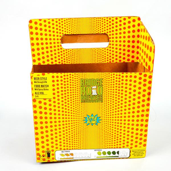 Quality Portable Corrugated Paper Packaging 6 Bottle Beer Box With Custom Printing And for sale
