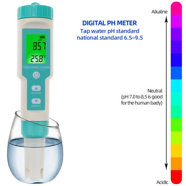 Quality 1PPM 1MV 1US/CM 0.01PH Newest 7 in 1 Digital pH Tester for Multi Parameter for sale