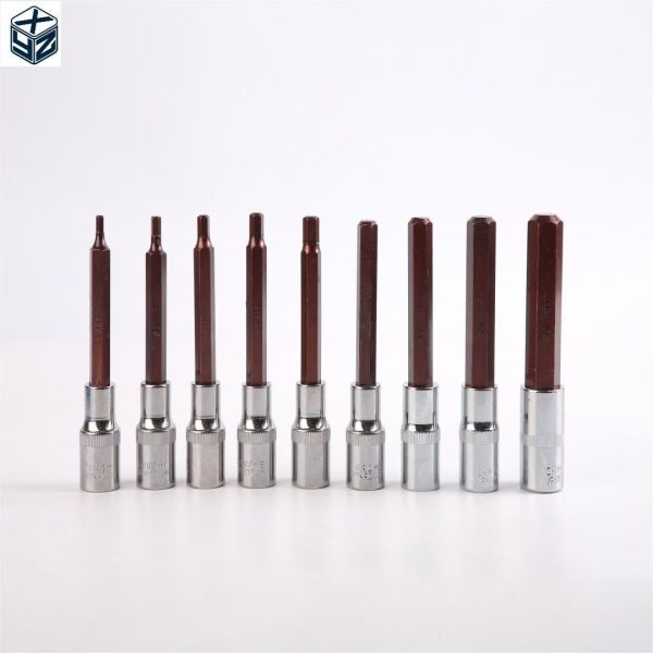 Quality H Type 100MM 9pcs Firm And Stable Bit Socket Set For Hand Electronic Tool for sale