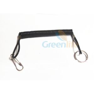 Quality Cut Resistant Wire Coil Tool Lanyard Balck Pistol Leash With J-Hook & Split Ring for sale