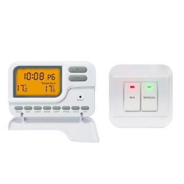Quality 7 Day Programmable ABS White Color Wireless Thermostat For Heating Control for sale