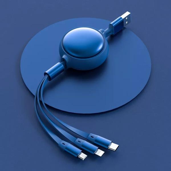 Quality Retractable 3 In 1 Micro USB Cable , 120cm Type C Data Cables ODM for sale