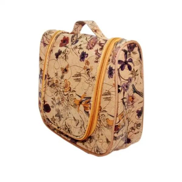 Quality Travel Soft Vegan Leather Makeup Cosmetic Bag Flower Pattern Customized Wholesale for sale