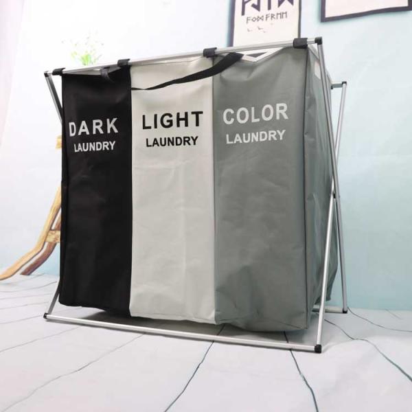 Quality Breathable Divided Laundry Hamper With 3 Compartment Washable Sortable Oxford for sale
