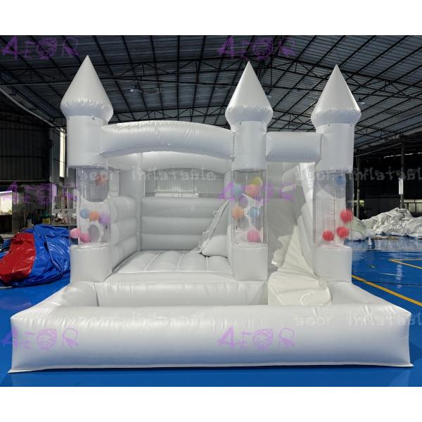 Quality Inflatable Moonwalk Wedding Bounce Castle White Jumping Castle With Water Slide for sale