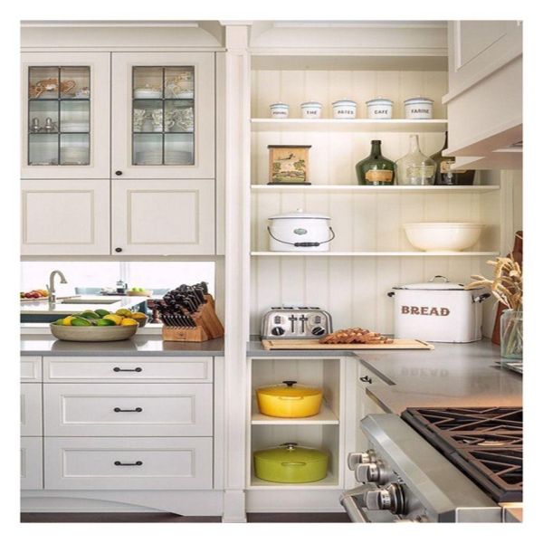 Quality Modern White Solid Wood Glass Panel Cabinets Space-Saving Solution for Small Kitchens for sale