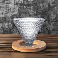 Quality 600ml Share Drip Glass Coffee Pot with Wooden Handle Heat Resistant Pour over for sale