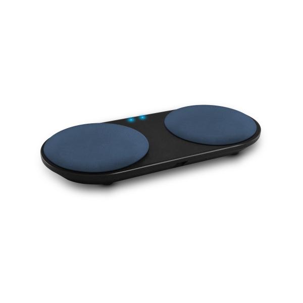Quality PU Leather Dual DC 5.0 Jack Qi Wireless Charging Pad Fast Twin Charger for sale