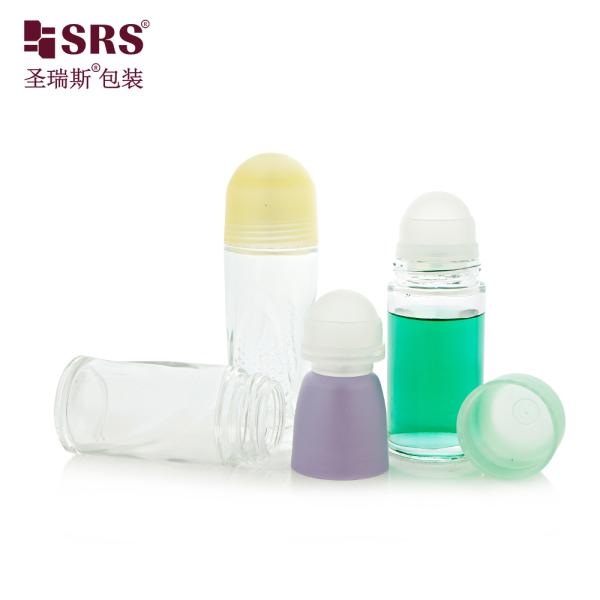 Quality BLPG 50ml 60ml Unique Shape Empty Glass Roll On Bottle For Body Deodorant Gel for sale
