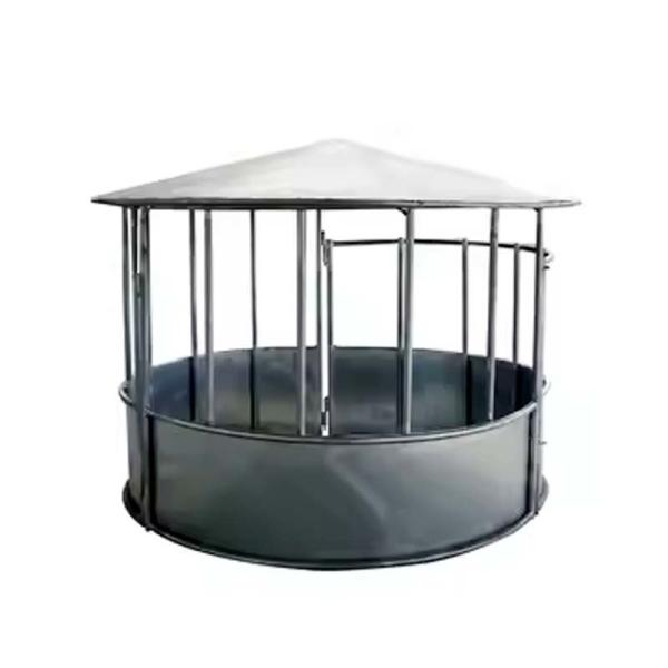 Quality Galvanized Steel Metal Hay Bale Holder For Cattle Hay Feeder With Roof for sale
