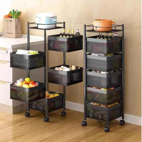 Quality Rust Proof And Durable Kitchen Storage Rack Rotating Vegetable Rack Floor Standing 5floors for sale