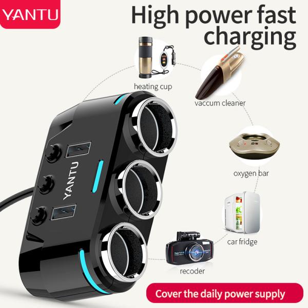 Quality MAX 120W YANTU B39-C 12v Car Charger Adapter with Dual USB QC PD and Voltage for sale
