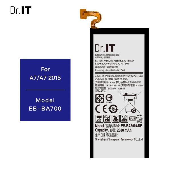 Quality ISO9001 certified A7 2015 Samsung Phone Batteries Replacement 2600mAh for sale