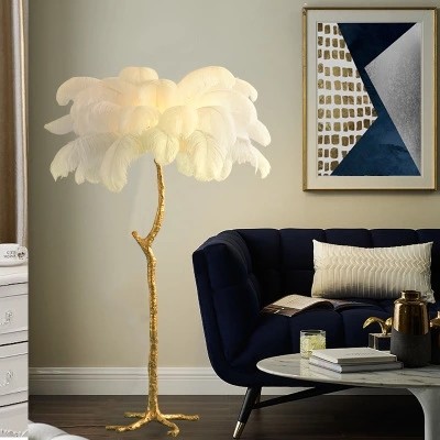 Quality Living Room Novelty Resin Stand 80w Ostrich Feather Lamp for sale