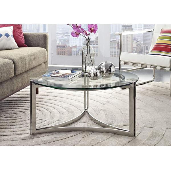 Quality High Gloss 24KGS 80cm Modern Round Glass Coffee Table for sale