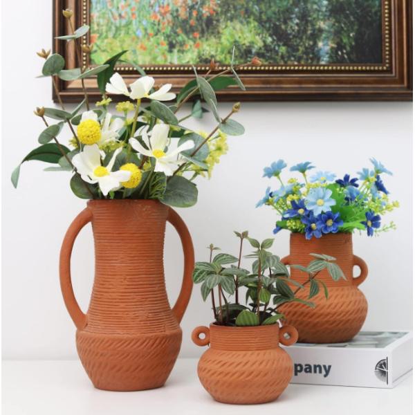 Quality Wide Mouth Ceramic Flower Vase Decor Rustic Home for sale